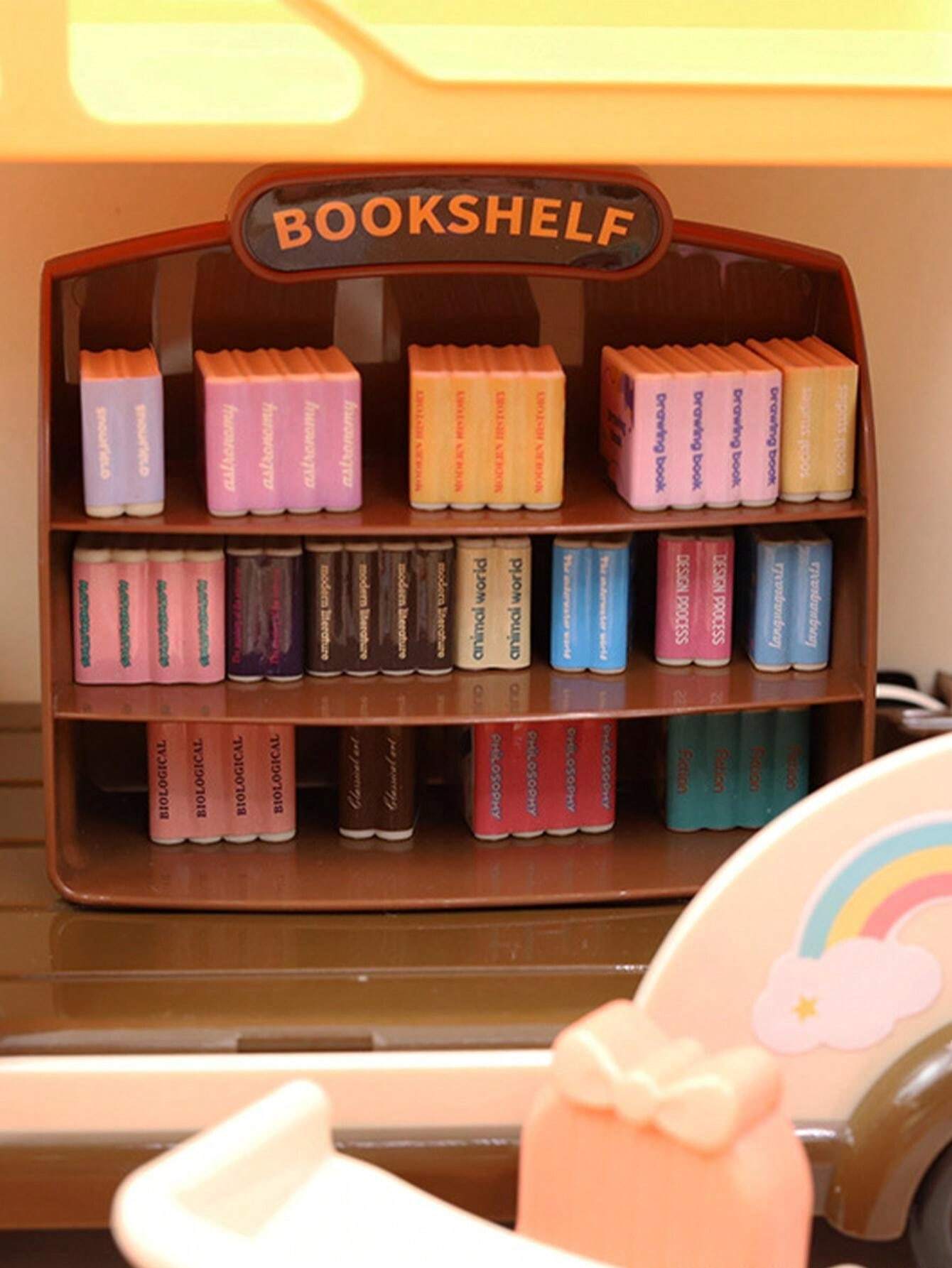 1 Set Miniature Bookshelf, Lectern And School Bus Toy Set For Children ...