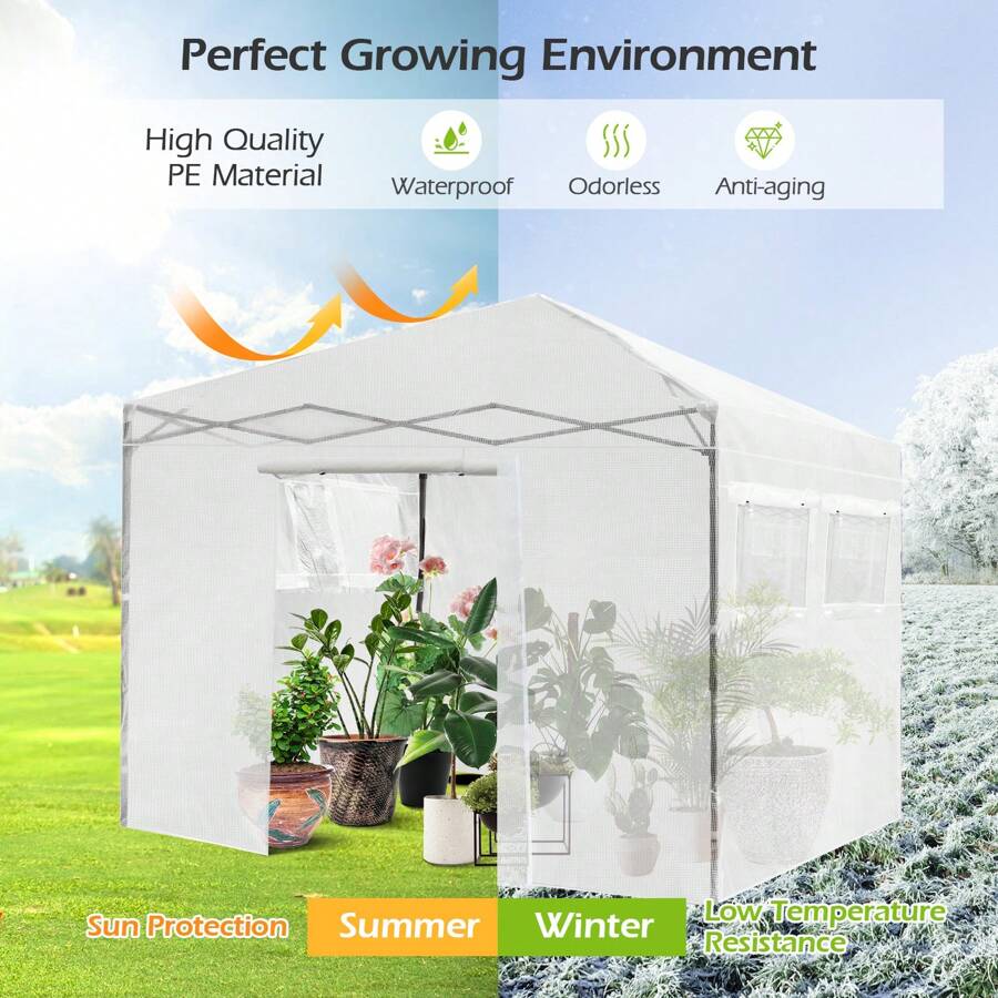 3M X 3M Portable Garden Greenhouse Indoor & Outdoor, Mini Walk-In ...