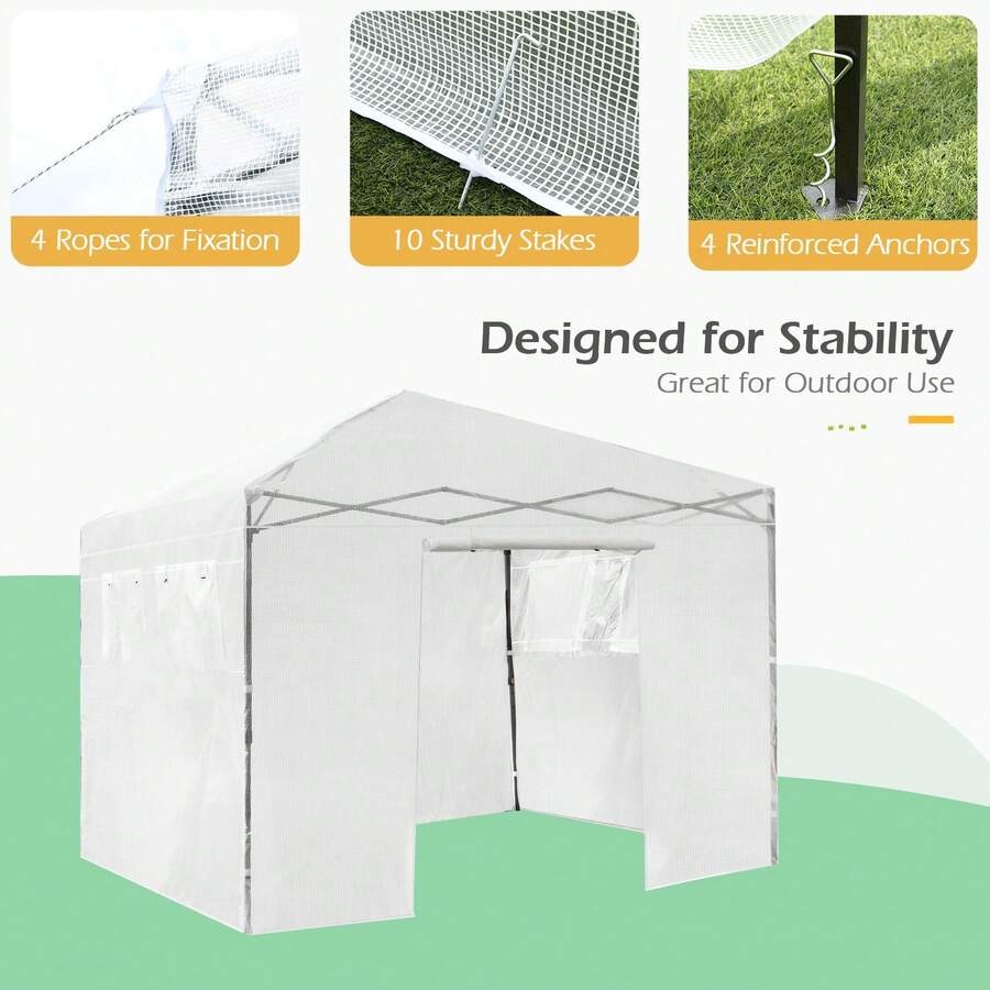 3M X 3M Portable Garden Greenhouse Indoor & Outdoor, Mini Walk-In ...