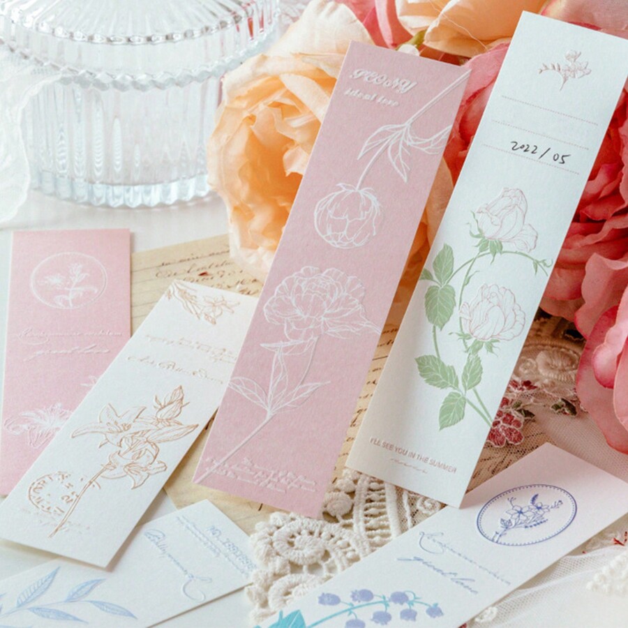 20 Pcs Paper Bookmarks, Natural Style Embossed Pop-Up Bookmarks With ...