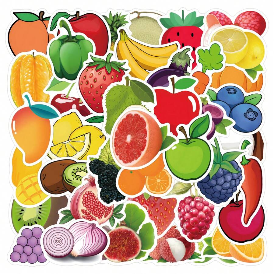 60pcs Waterproof Fruit Style Cartoon Sticker Set With Inspirational ...