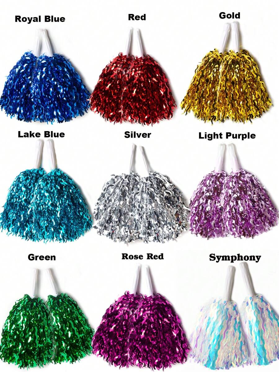 2 stuks / set metallic kleur cheerleading pom poms voor cheerleaders ...