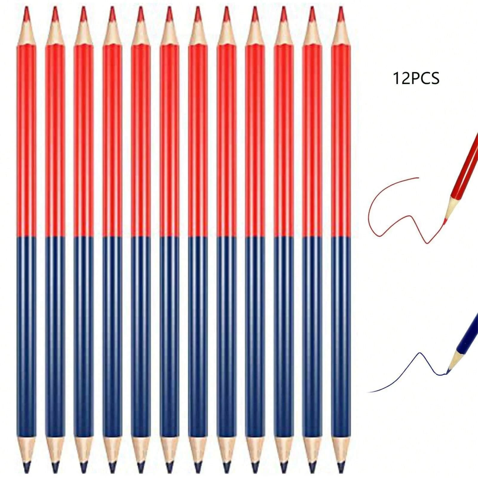 Red And Blue Pencils, School Students, 12 Pieces, Red Pencil, Blue ...