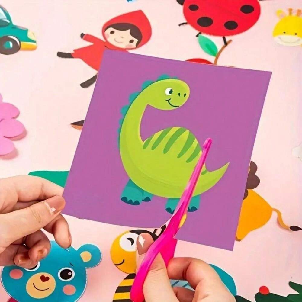 Kids Craft Paper Cutting Kit - 96 Colorful Pre-Printed Designs With ...