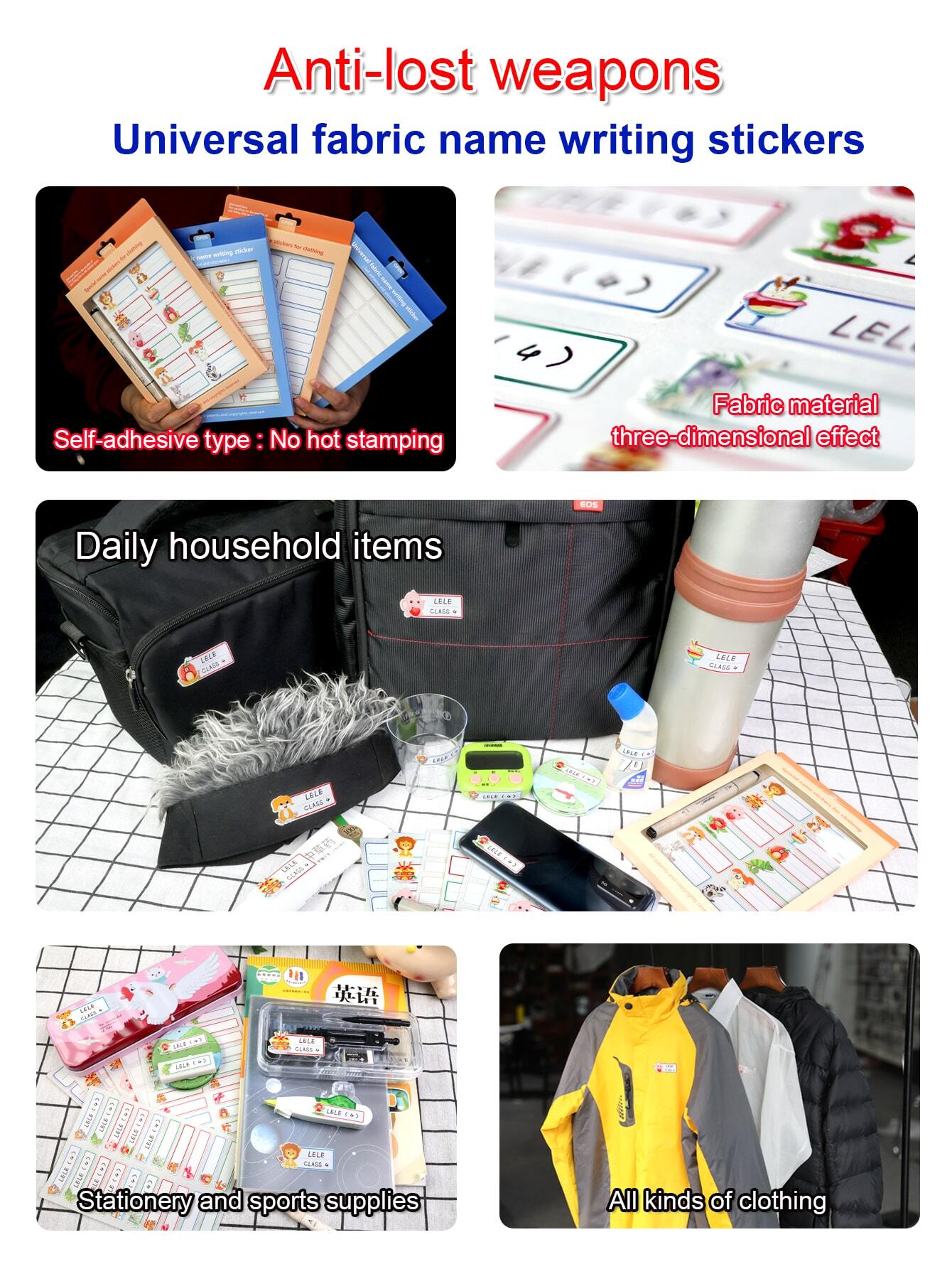 Blank Single-Line Item Anti-Lost Fabric Self-Adhesive Tag For Writing ...