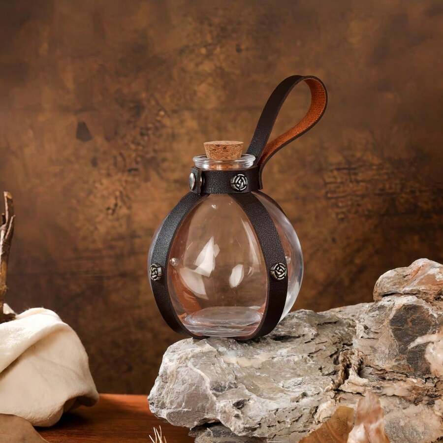 Steampunk Plague Doctor And Wizard Potion Bottle With Real Leather Belt ...