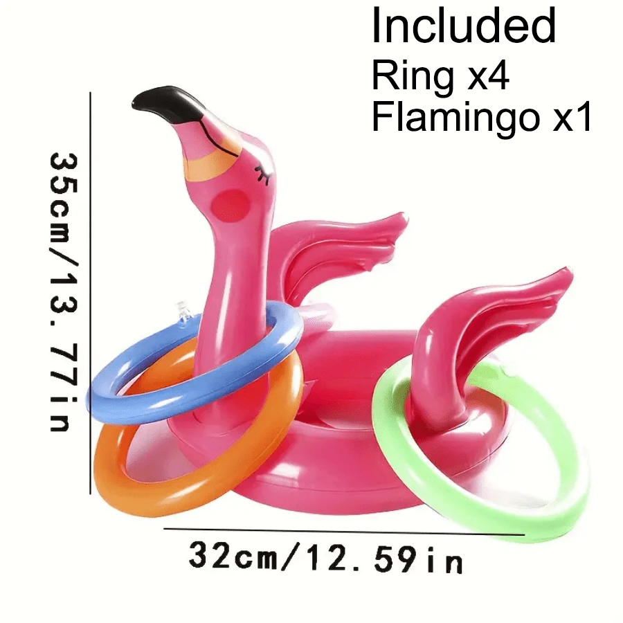 Vibrant Pink Inflatable Flamingo Ring Toss Game Set - Family-Friendly ...