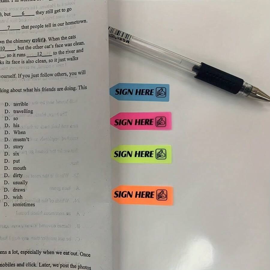 100pcs PET Transparent Waterproof Sign Here Signature Index Tab Sticky ...