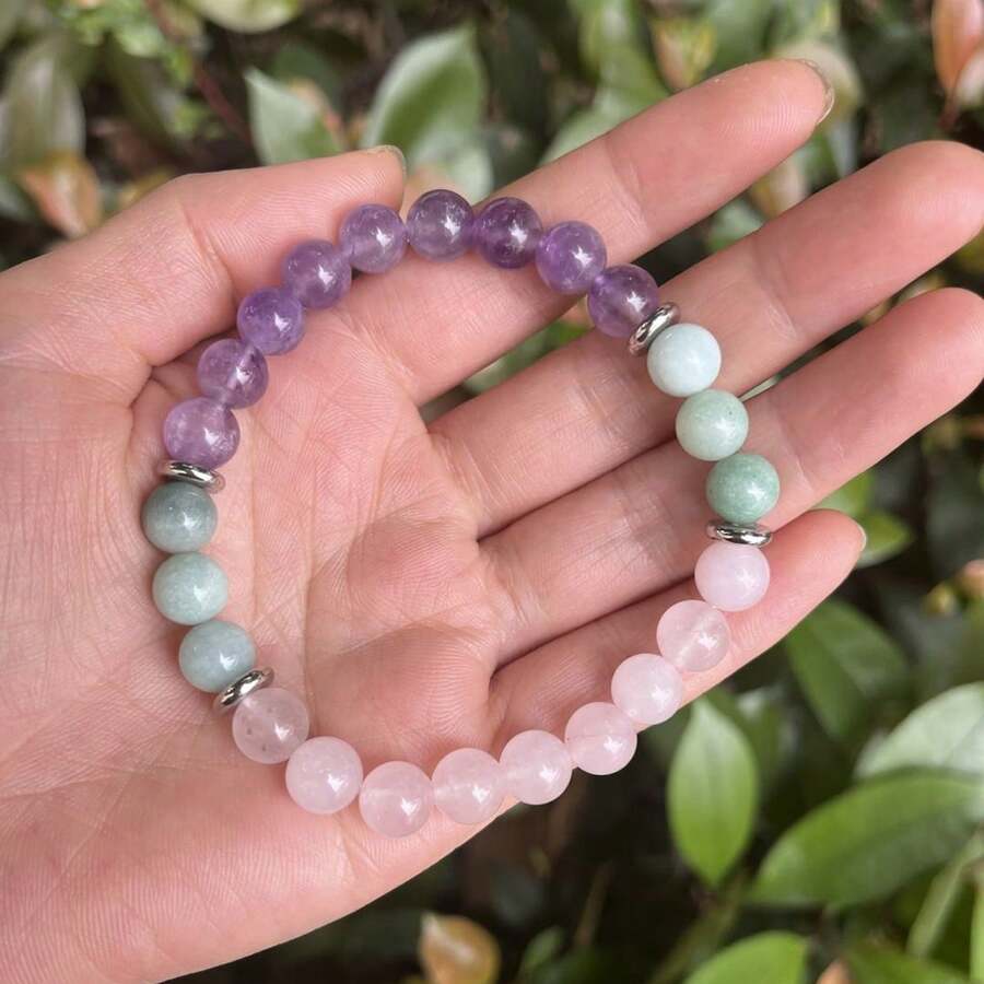 8 Mm Sleep-Friendly Natural Stone Bead Bracelet, Dreamy Calm, Soothing ...