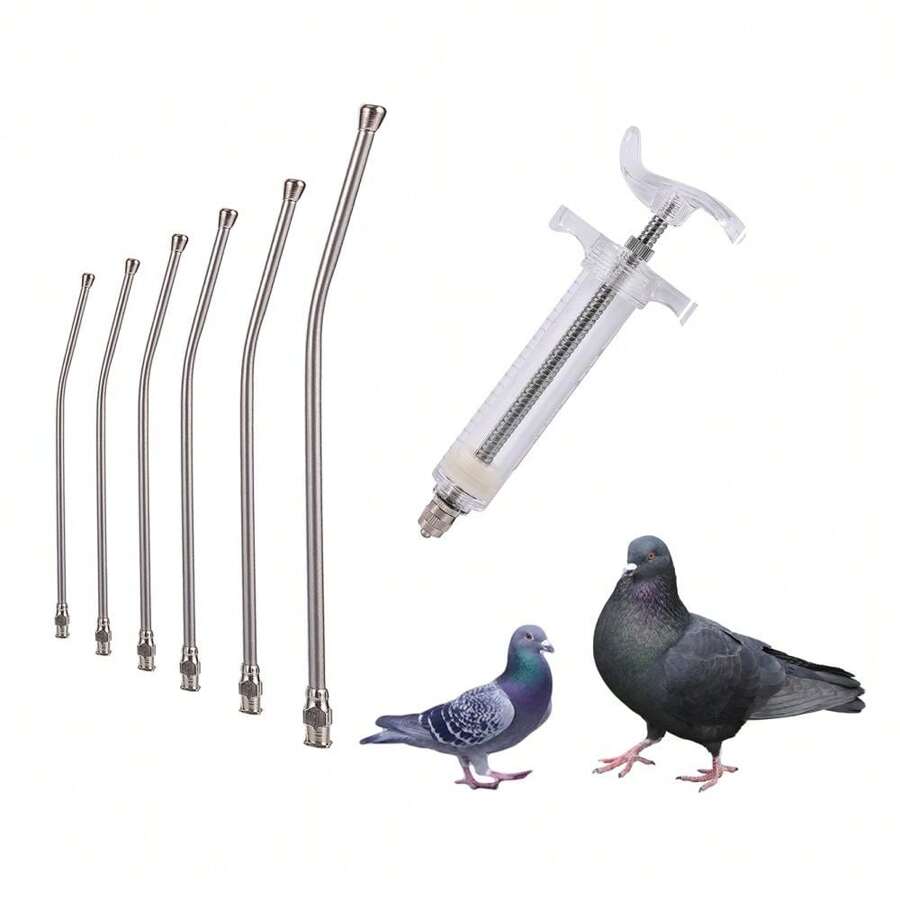 1 Set 10/20/50ml Parrot Feeding Syringe Kit With 6 Curved Feeding Tubes ...