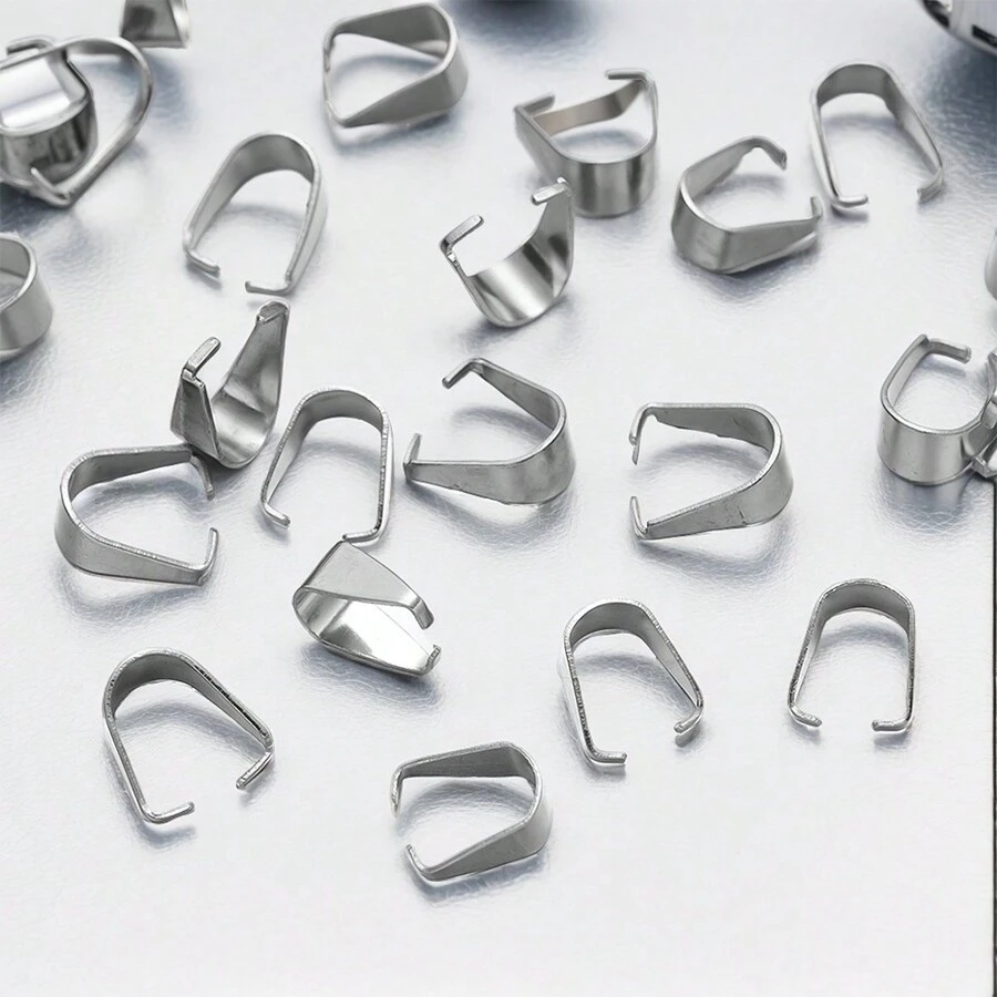 100pcs Stainless Steel Pinch Clip Clasp Bail Finish Necklace Clasps ...
