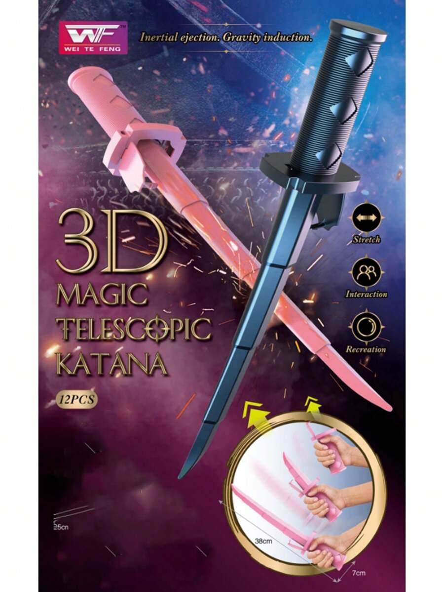 Retractable Samurai Sword Plastic Weapon 3D Printed Kinetic Gravity ...