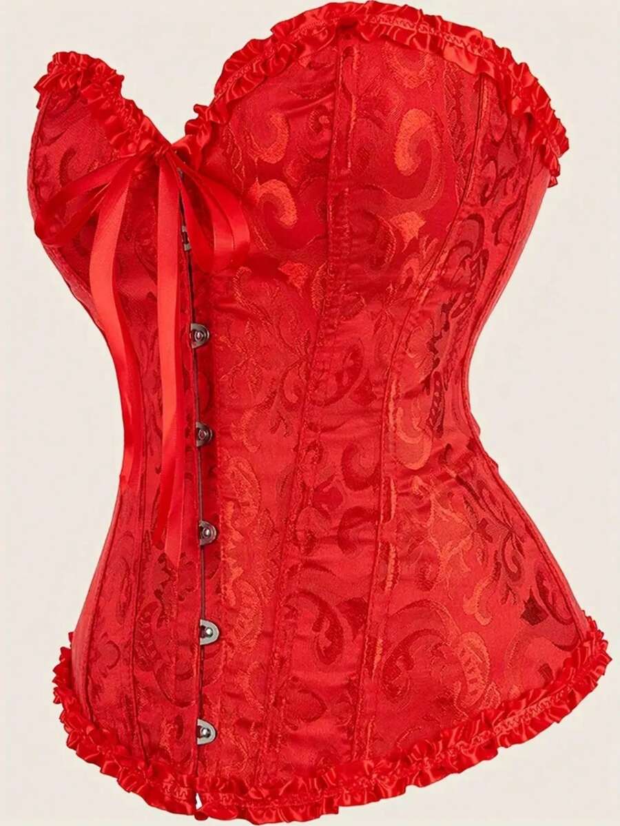 Women's Vintage Jacquard Seamless Shapewear Top, Corset Style Shaping ...