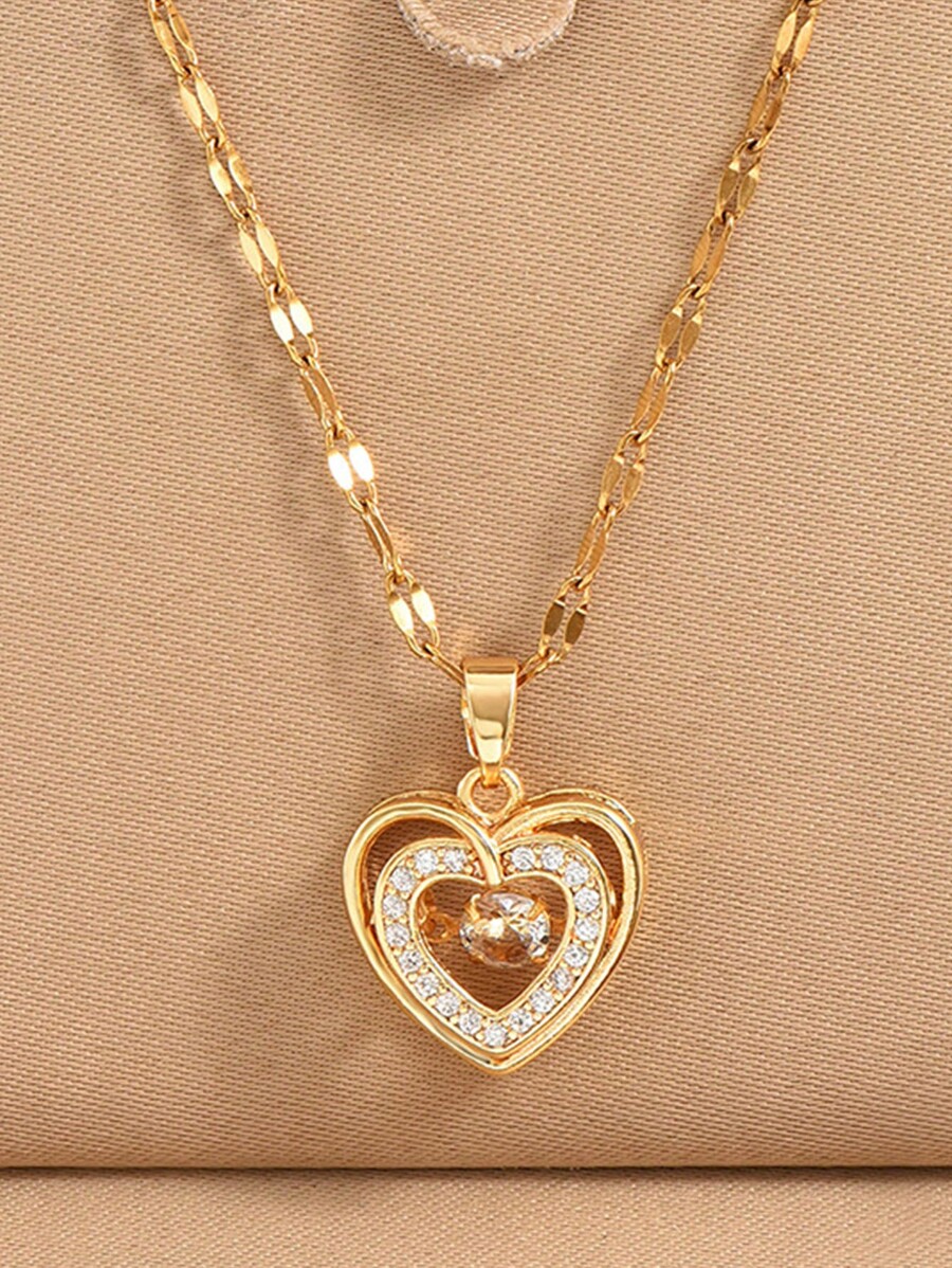 Cute Dainty Love Pendant Necklaces For Girl Simple Heart Shaped ...