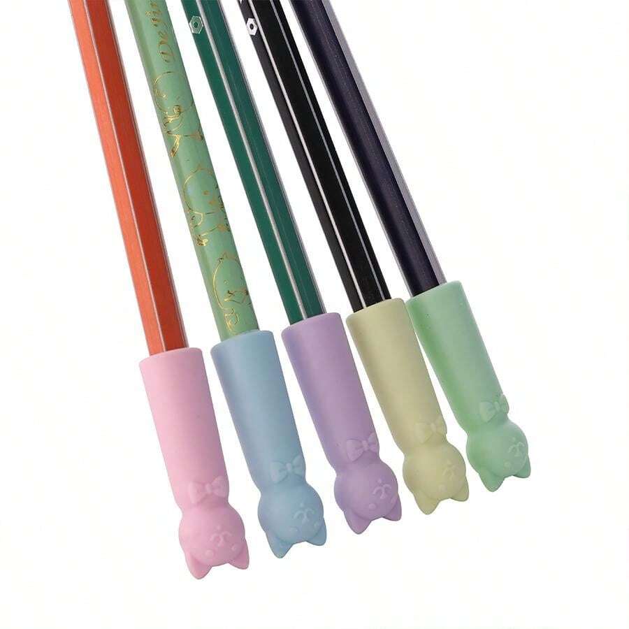 8pcs Pencil Cap Eraser Pencil Sleeve Protector For Kids Cartoon Pencil ...