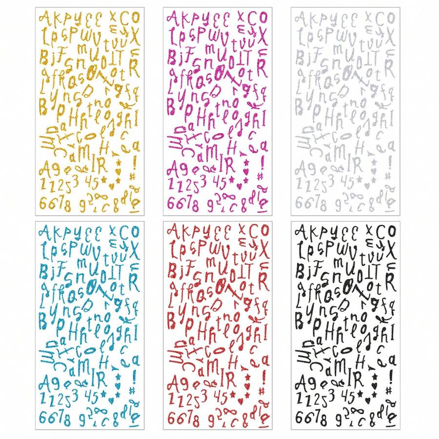 6 Sheets Colourful Alphabet Stickers, Self-Adhesive Stickers For DIY ...