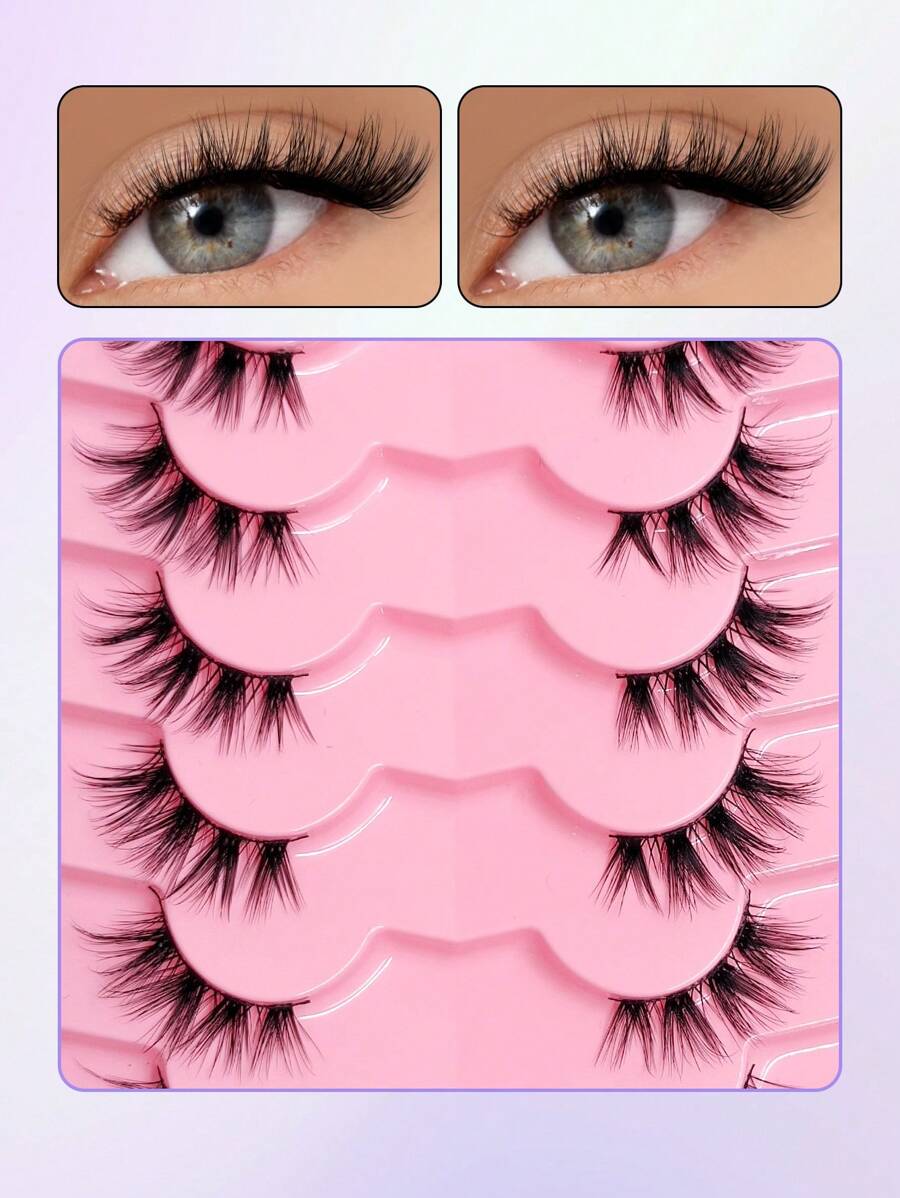 7 Pairs Cross Style Half Lashes Winged End Eye Elongated Eyelashes ...