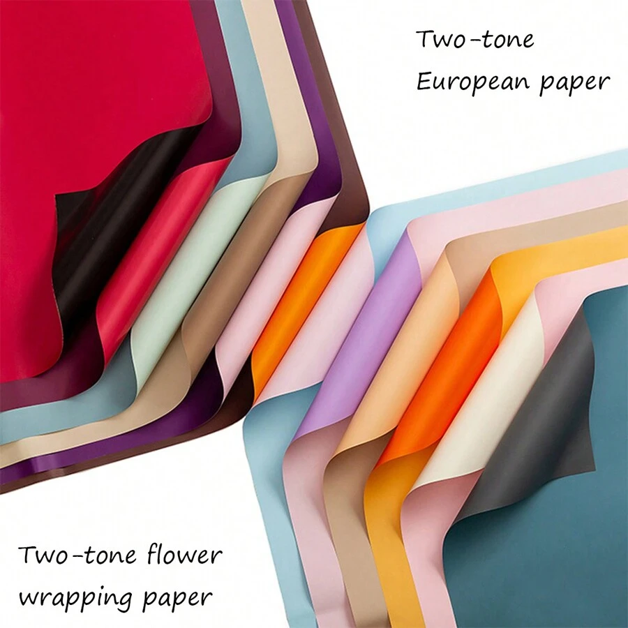 20 Sheets, Dual-Color Elegant Flower Gift Wrapping Paper, DIY Packing ...