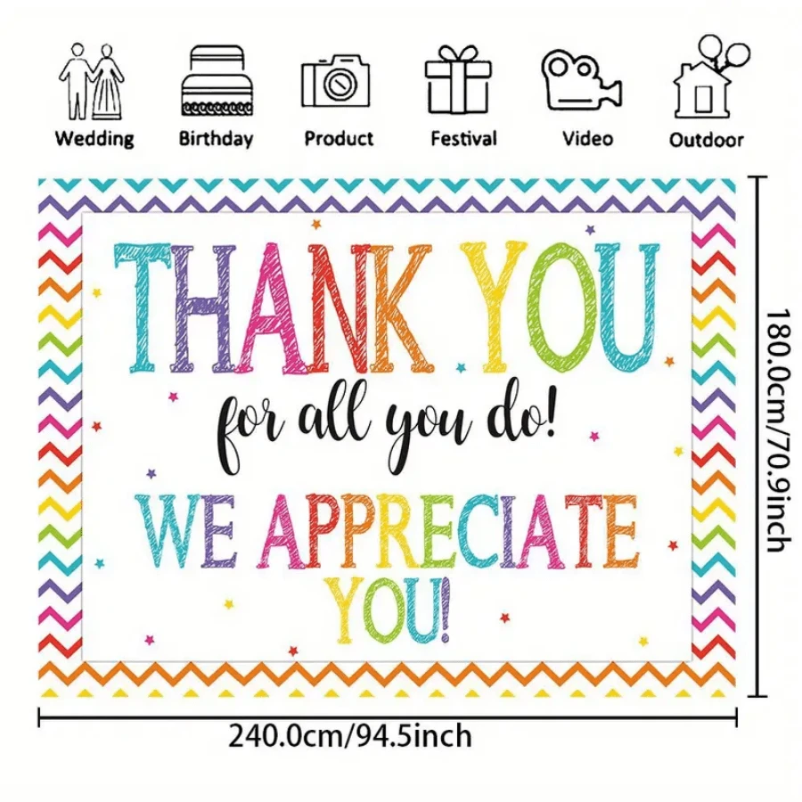 1pc, Thank You Teacher Photography Backdrop, Thank You For Everything ...