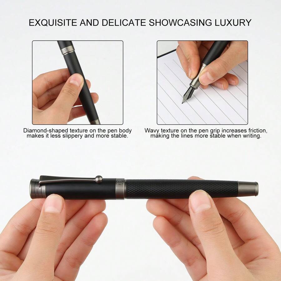 1pc Business Style Fountain Pen Set- 2 Different Sizes Of Nibs And 18 ...