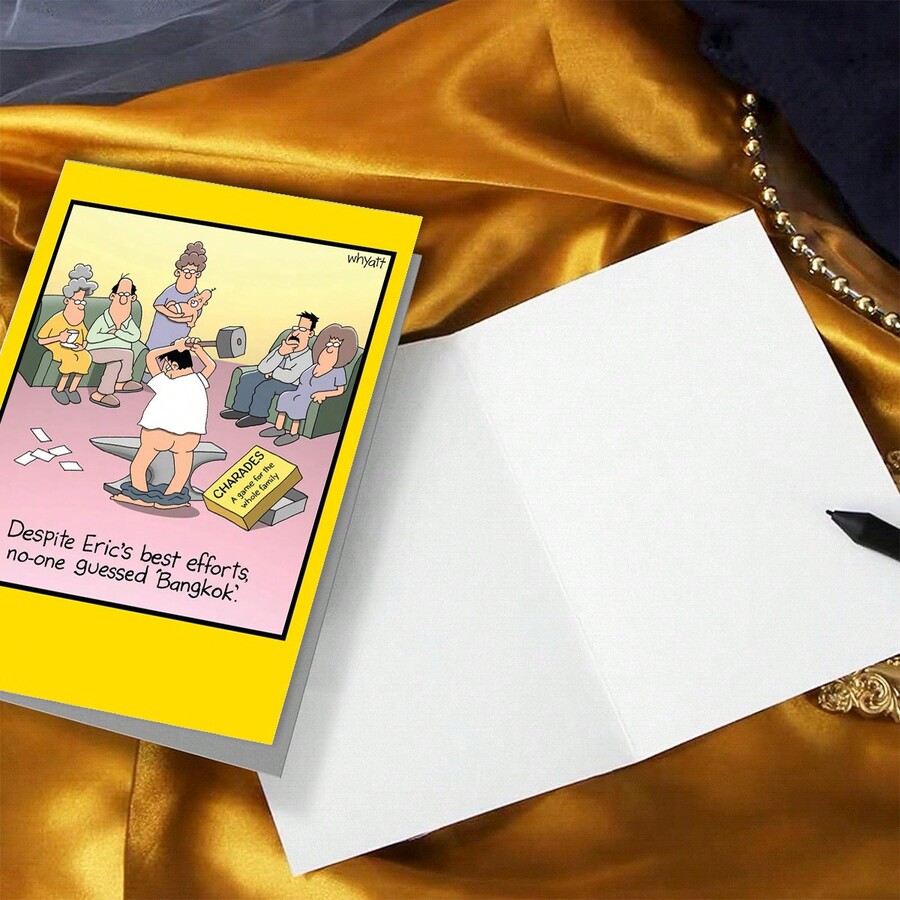 Funny Happy Birthday Card - Cartoonized Note Card With Envelope For ...