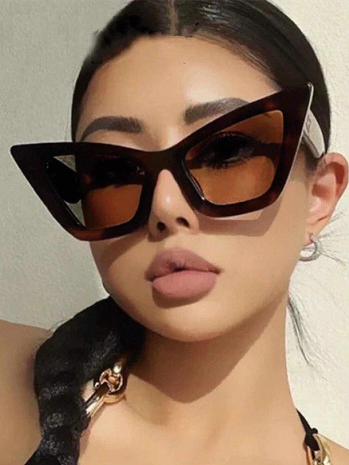 Women Cat Eye Fashion Large Frame Street Style Sunglasses, Perfect For ...