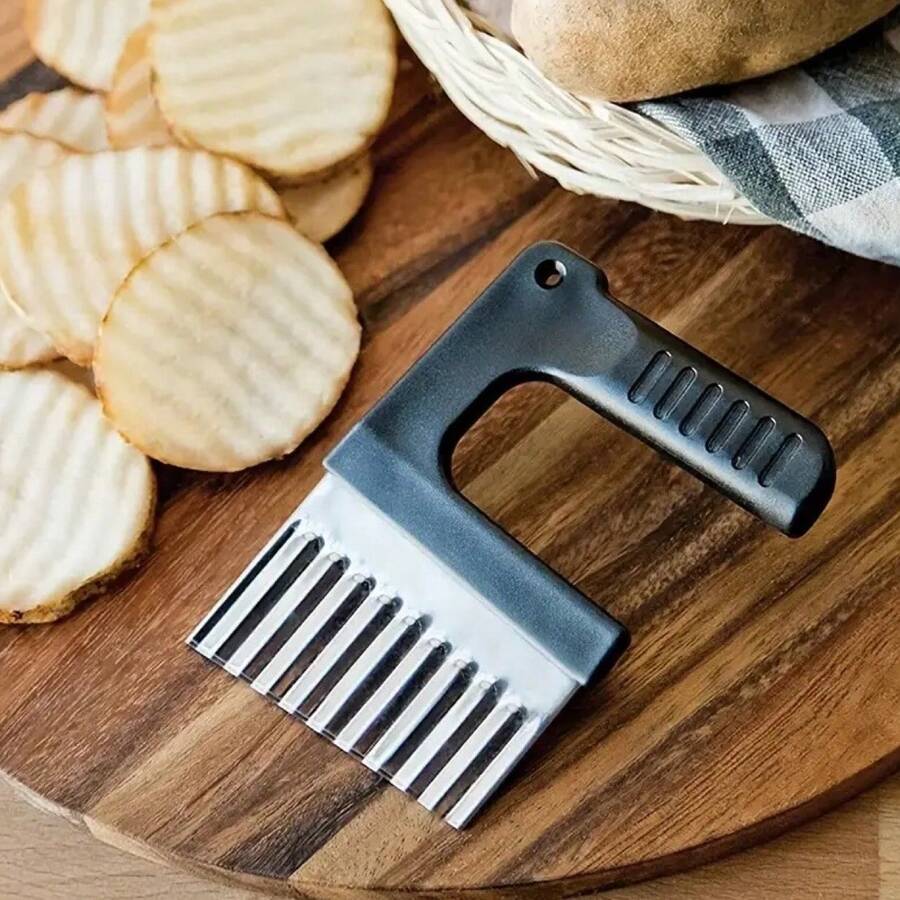 1pc Stainless Steel Corrugated Knife Potato Chip Wavy Slicer Cutter For ...
