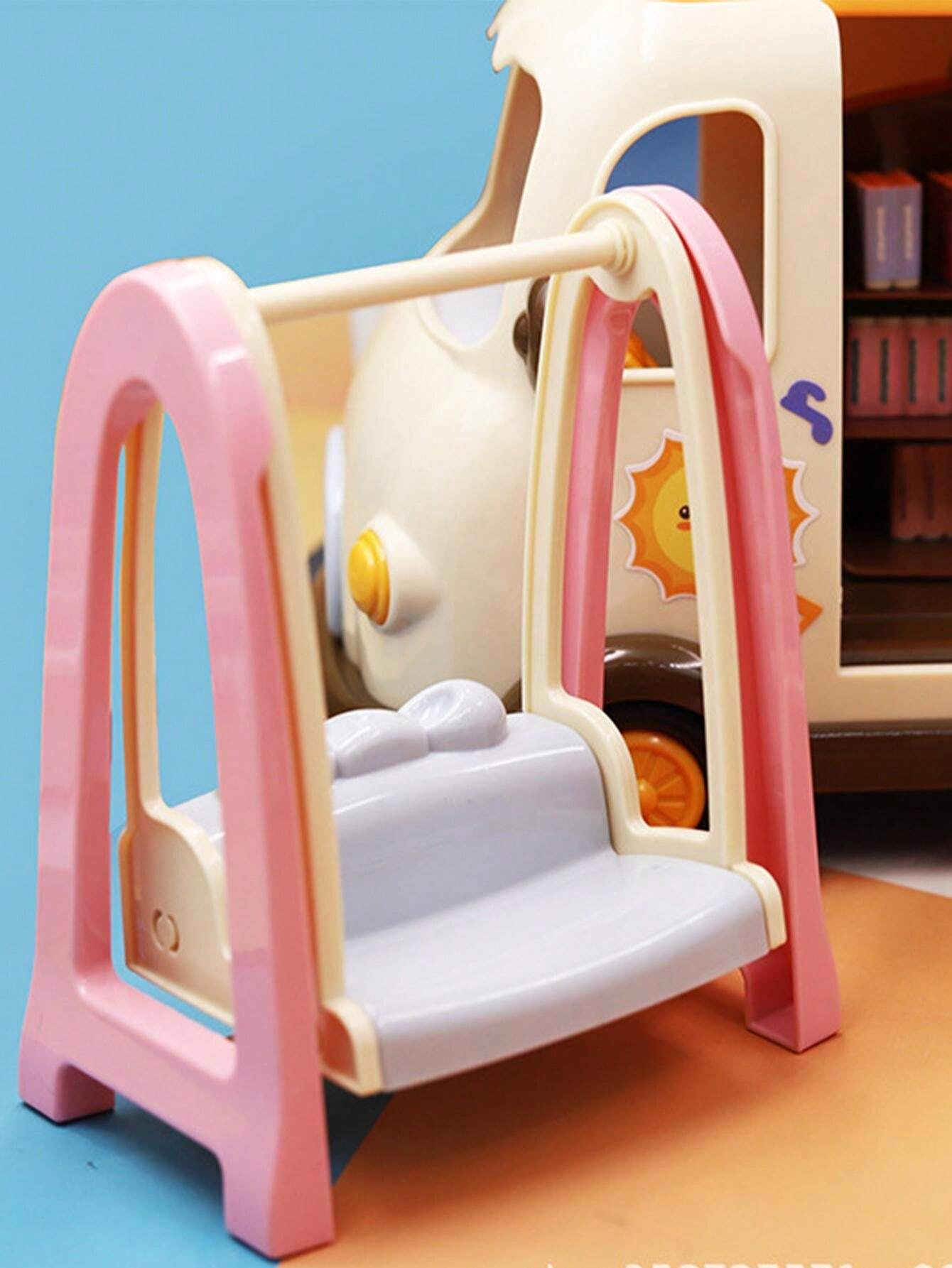 1 Set Miniature Bookshelf, Lectern And School Bus Toy Set For Children ...