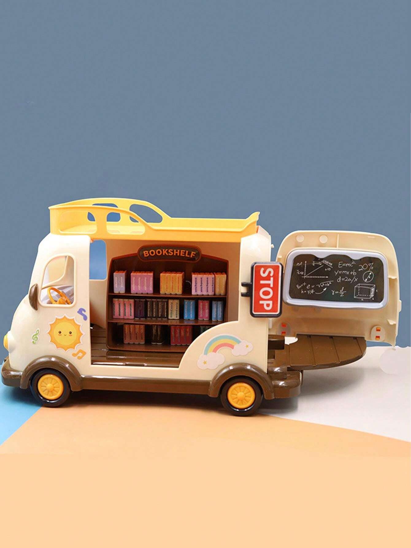 1 Set Miniature Bookshelf, Lectern And School Bus Toy Set For Children ...