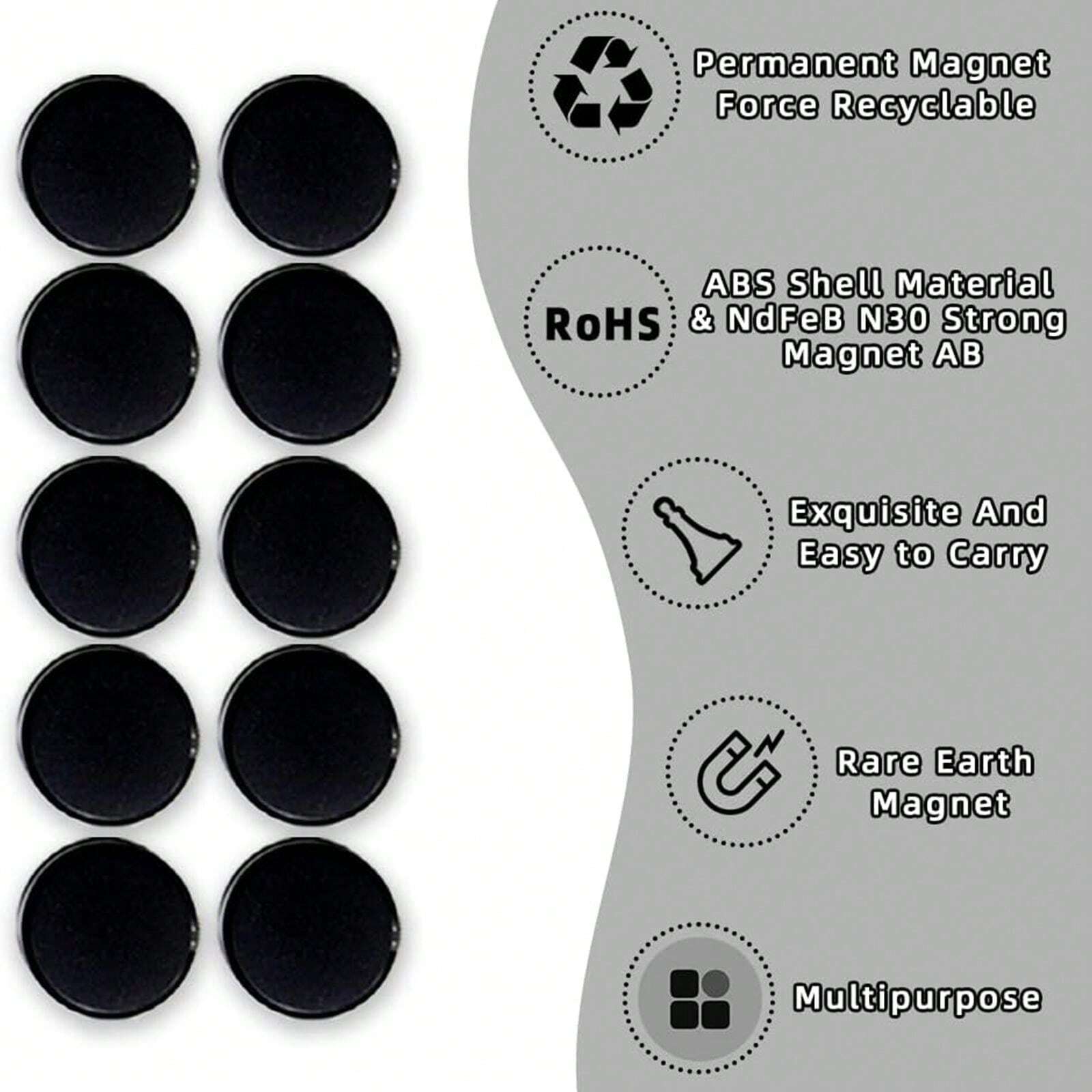 10 Pcs Black Magnetic Push Pins For Refrigerator Magnets, Brushed ...
