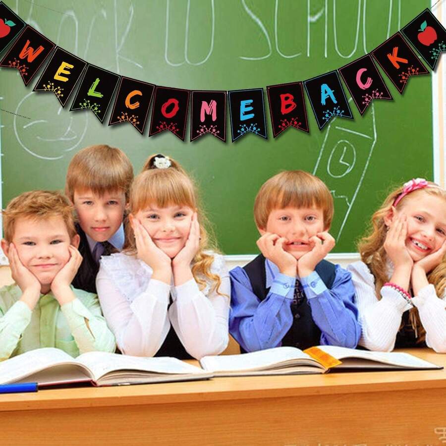 2 Pcs Welcome Back Banner School Decorations - First Day Of School ...