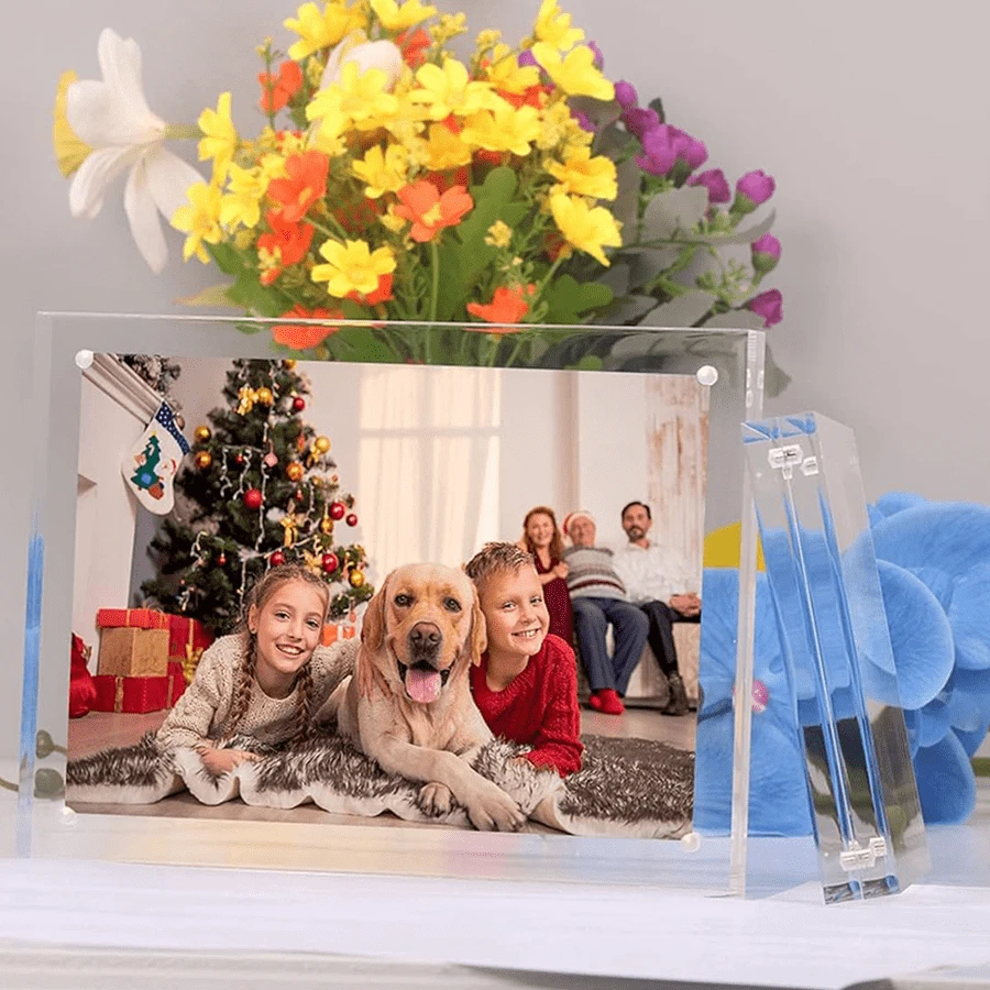 Acrylic Photo Frame 3.94*5.91in , Clear Free Standing Desktop Double ...