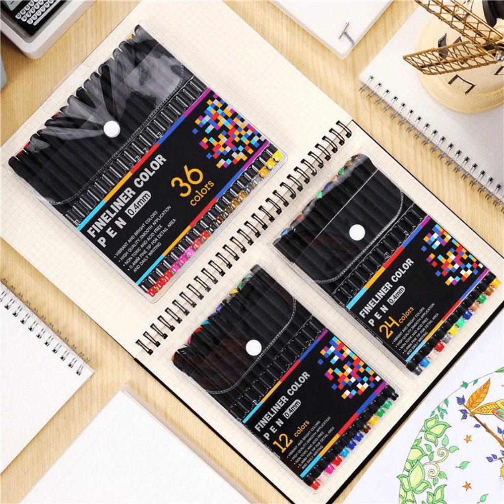 12-48 Colors Watercolor Ink Drawing Set, 0.4mm Fineliner & Needle Tube ...