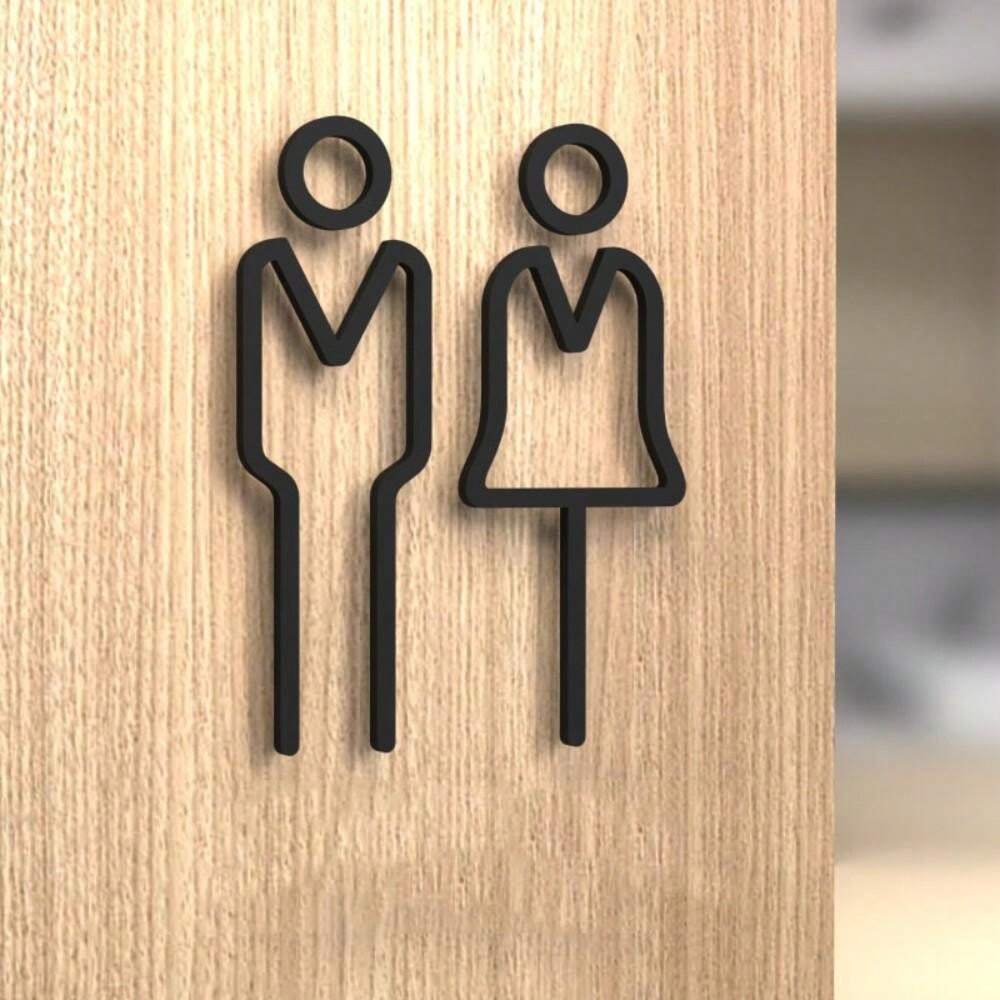 Acrylic Minimalist Toilet Signage Male Female Restroom Sign Directional ...
