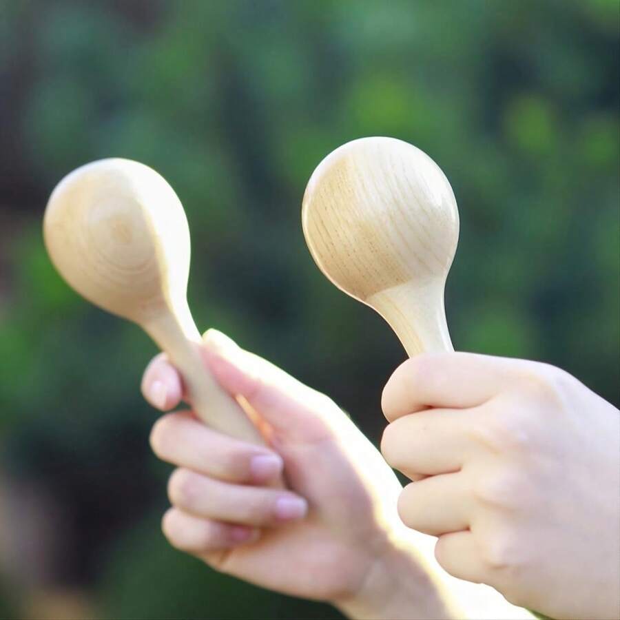 2 Pcs Orff Musical Instrument Wood Maracas Log Sand Ball Toon Wood Sand ...
