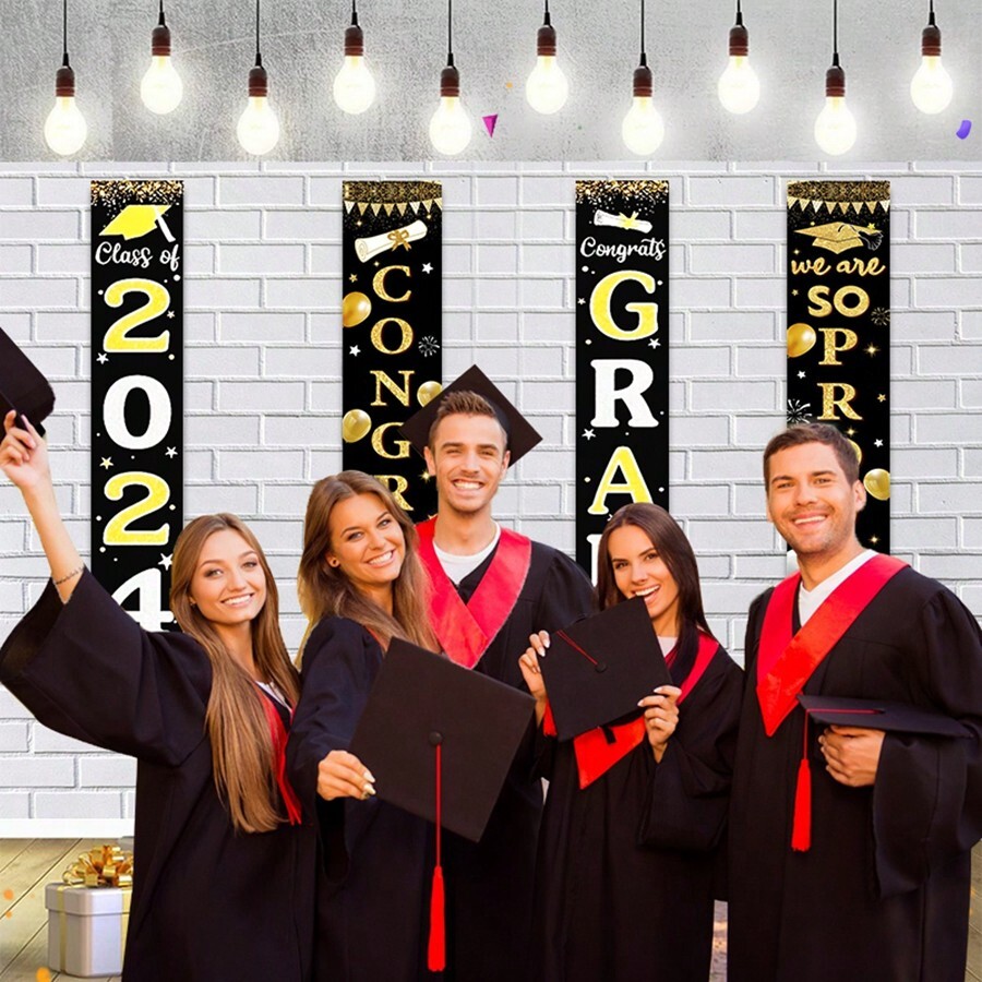 Graduation Decorations 2024 GRAD Banner Porch Door Sign Welcome Banner ...