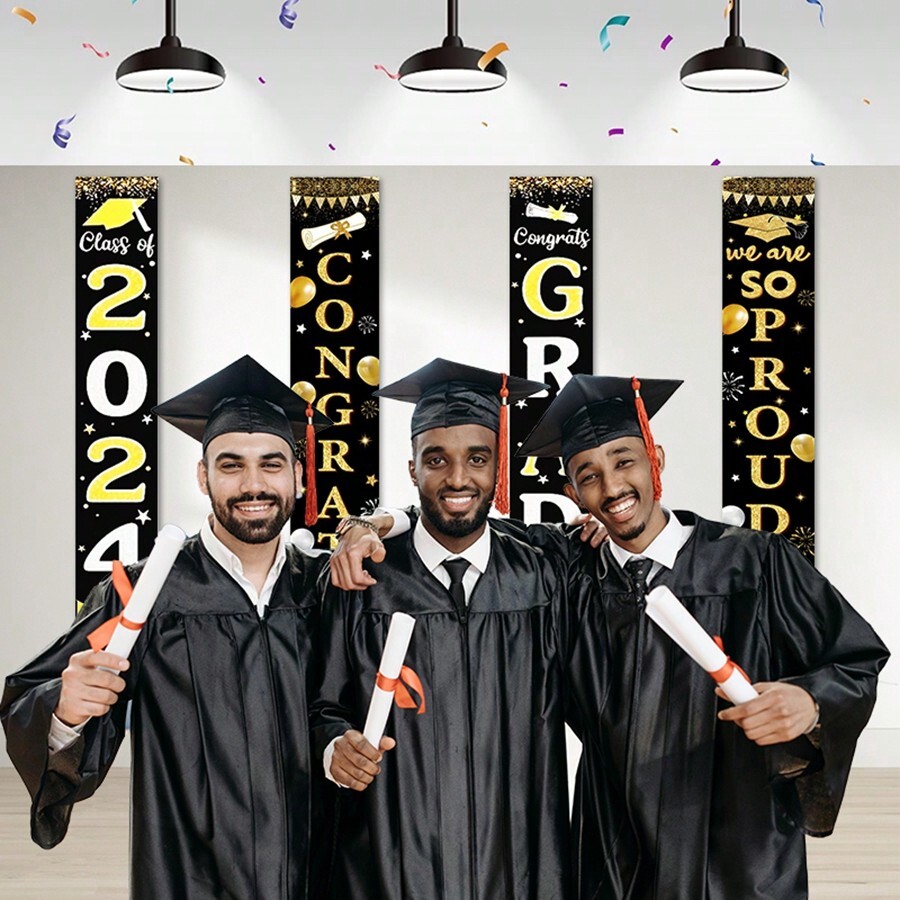 Graduation Decorations 2024 GRAD Banner Porch Door Sign Welcome Banner ...