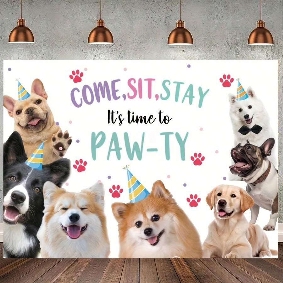 1pc, 7x5ft Puppy Birthday Party Decoration Backdrop Pet Puppy Party ...