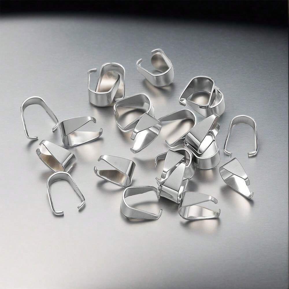 100pcs Stainless Steel Pinch Clip Clasp Bail Finish Necklace Clasps ...