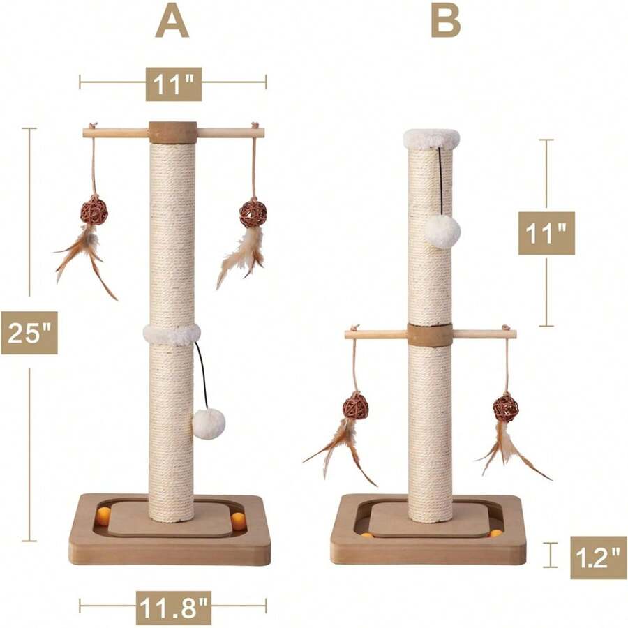 25 Inches Cat Scratching Post Premium Sisal Toll Scratch Posts With ...