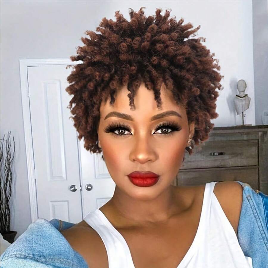 Saisity Short Dreadlock Wig Short Afro Curly Braided Wigs For Women ...