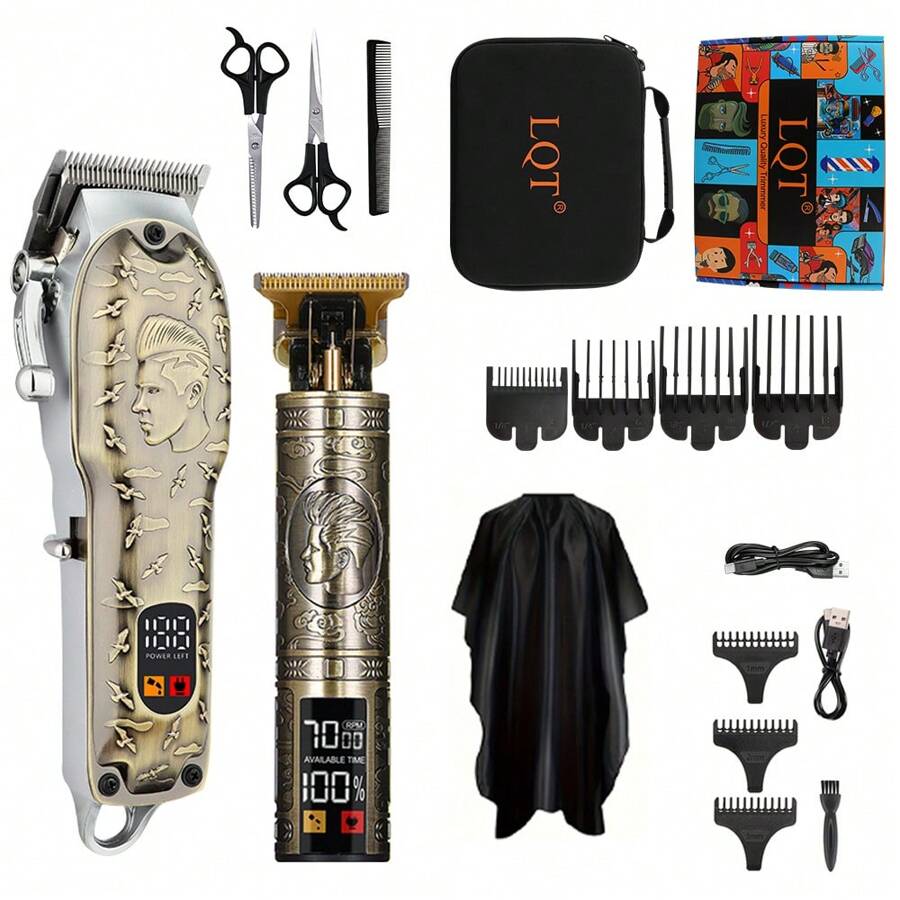 2pcs LED Digital Display Electric Hair Clippers - Cordless Portable ...