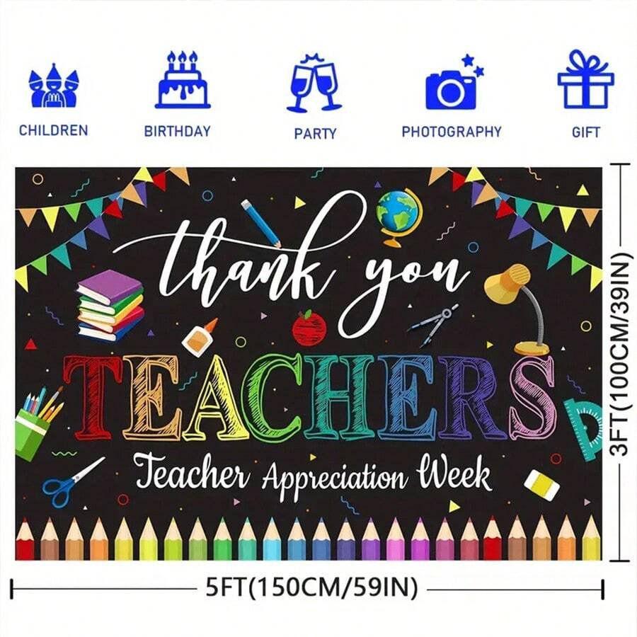 Thank You Teacher Backdrop, Teacher Appreciation Classroom Banner ...
