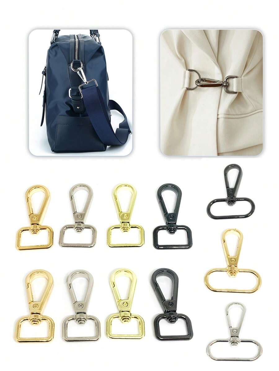 5 Pcs Light Gold Metal Swivel Snaps Hooks With D Rings Side Release ...