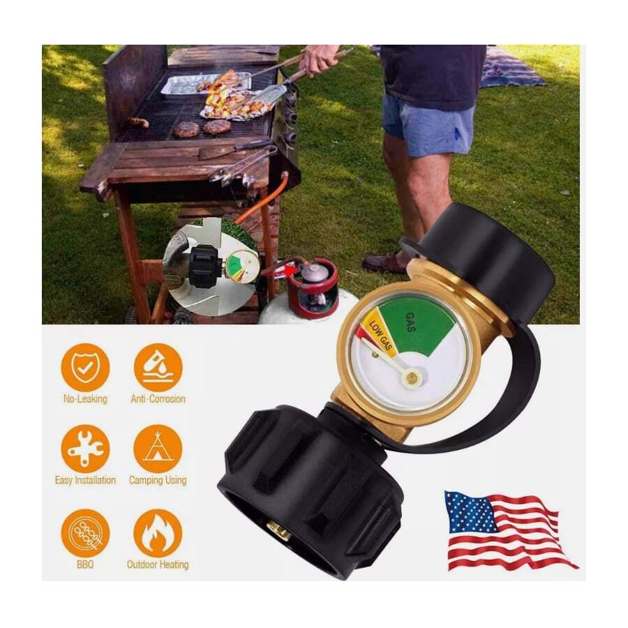 Propane Tank Gauge RV Pressure Brass Adapter Gas Level Meter Grill ...