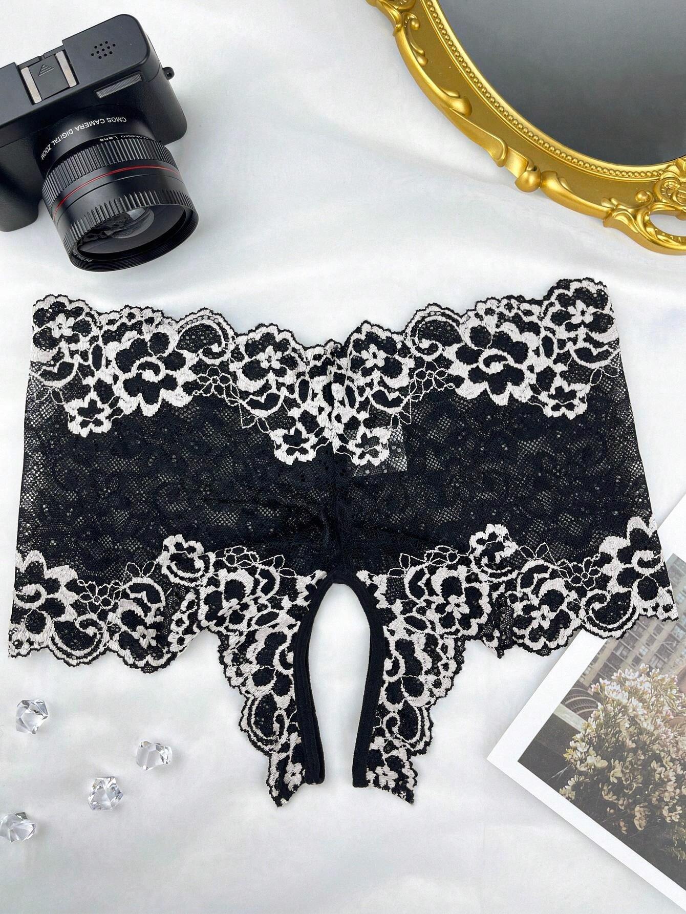 Panties de Encaje Sexy para Mujer con Entrepierna Abierta, Pieza ...
