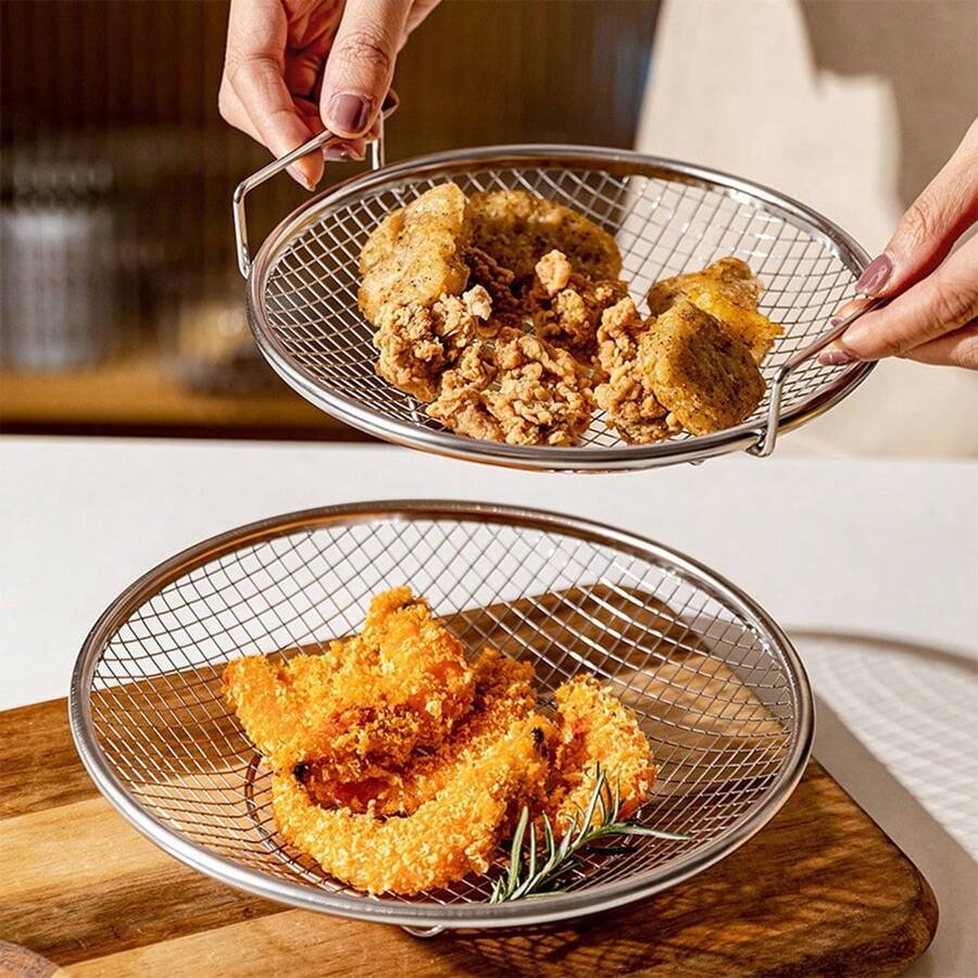 1pc, Stainless Steel Kitchen Oil Filter Tray With Fine Mesh Basket For ...