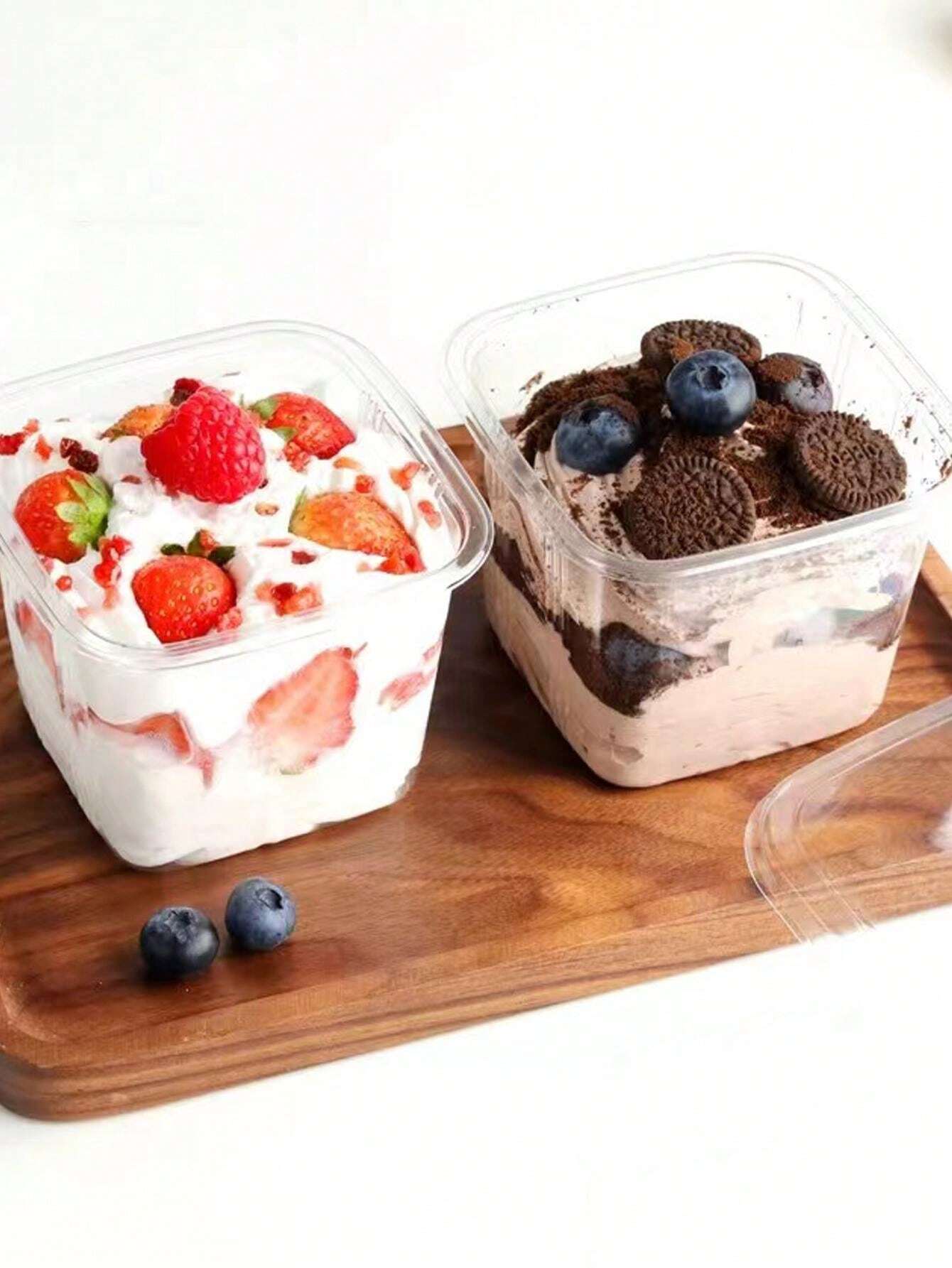 30pcs Square Jelly & Mousse Dessert Cups With Lids For Trifle, Yogurt ...