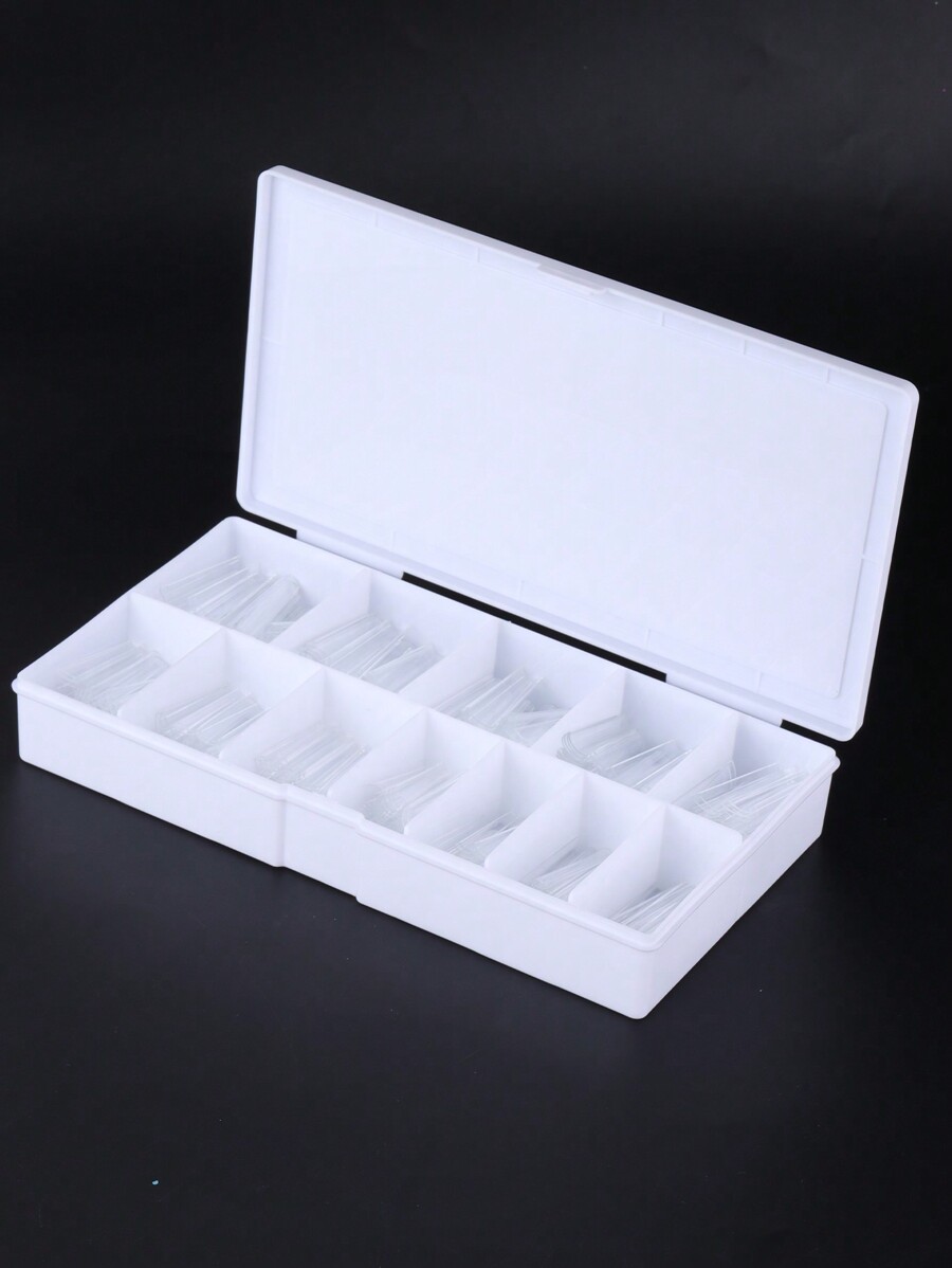 504Pcs Long Coffin Clear Acrylic Fake Nail Tips Set, 12 Sizes Half ...