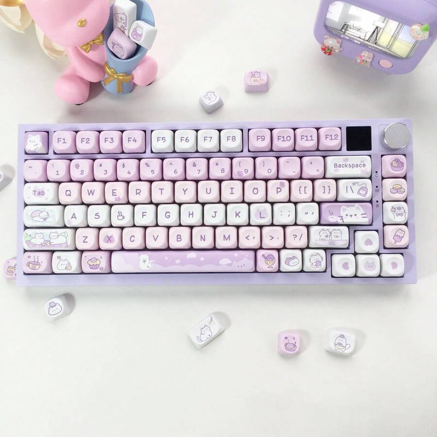 USLION USLION 95 Keys/Set Purple Doggy Theme Key Cap Cute Gradient MOA ...